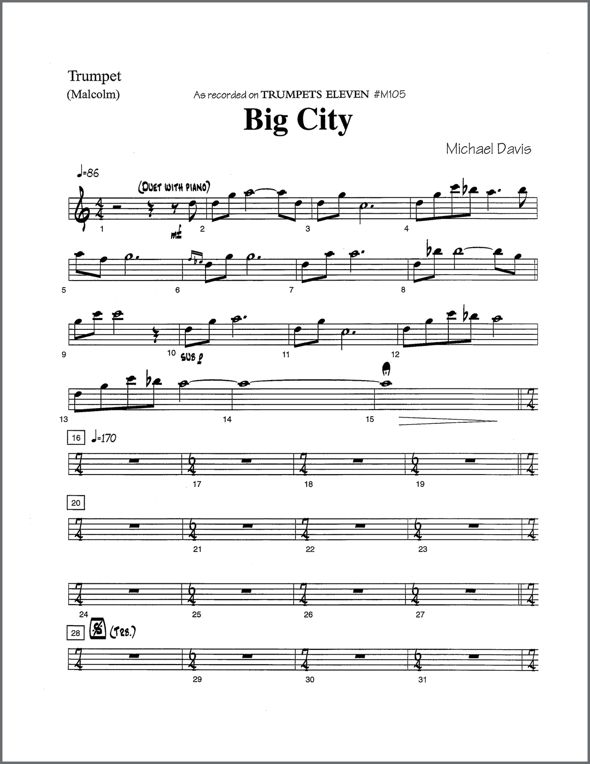 Better Days for Trumpet by Michael Davis — Hip-Bone Music