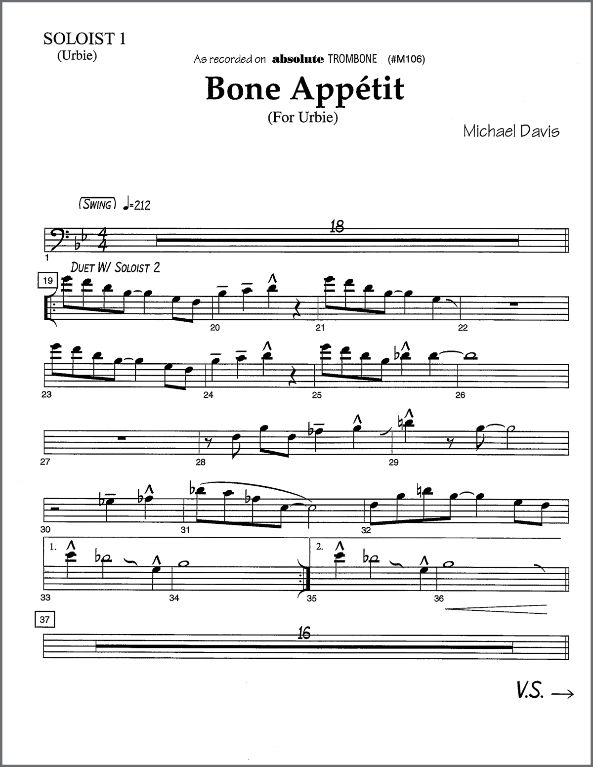 Bone Appetit for Ten Trombones with Rhythm Section by Michael Davis ...