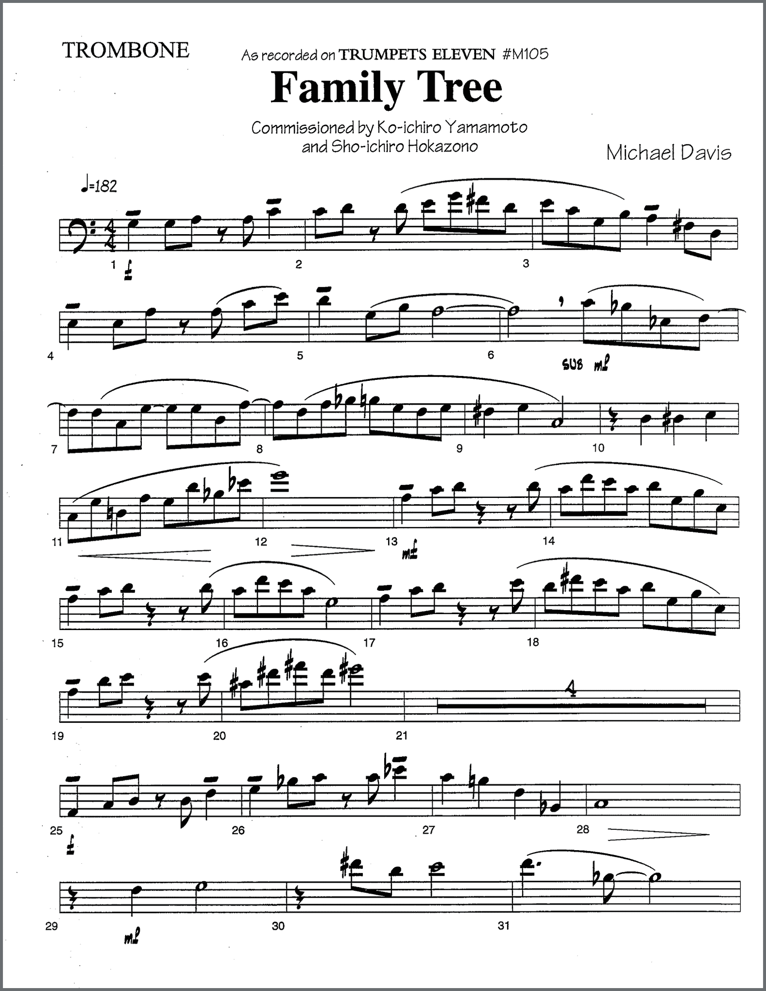 Family Tree for Tenor Trombone and Bass Trombone by Michael Davis — Hip ...