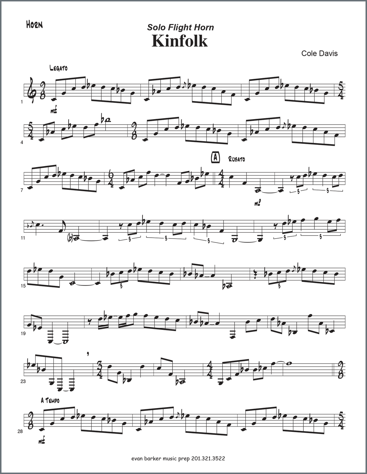 Kinfolk for solo french horn by Cole Davis — Hip-Bone Music