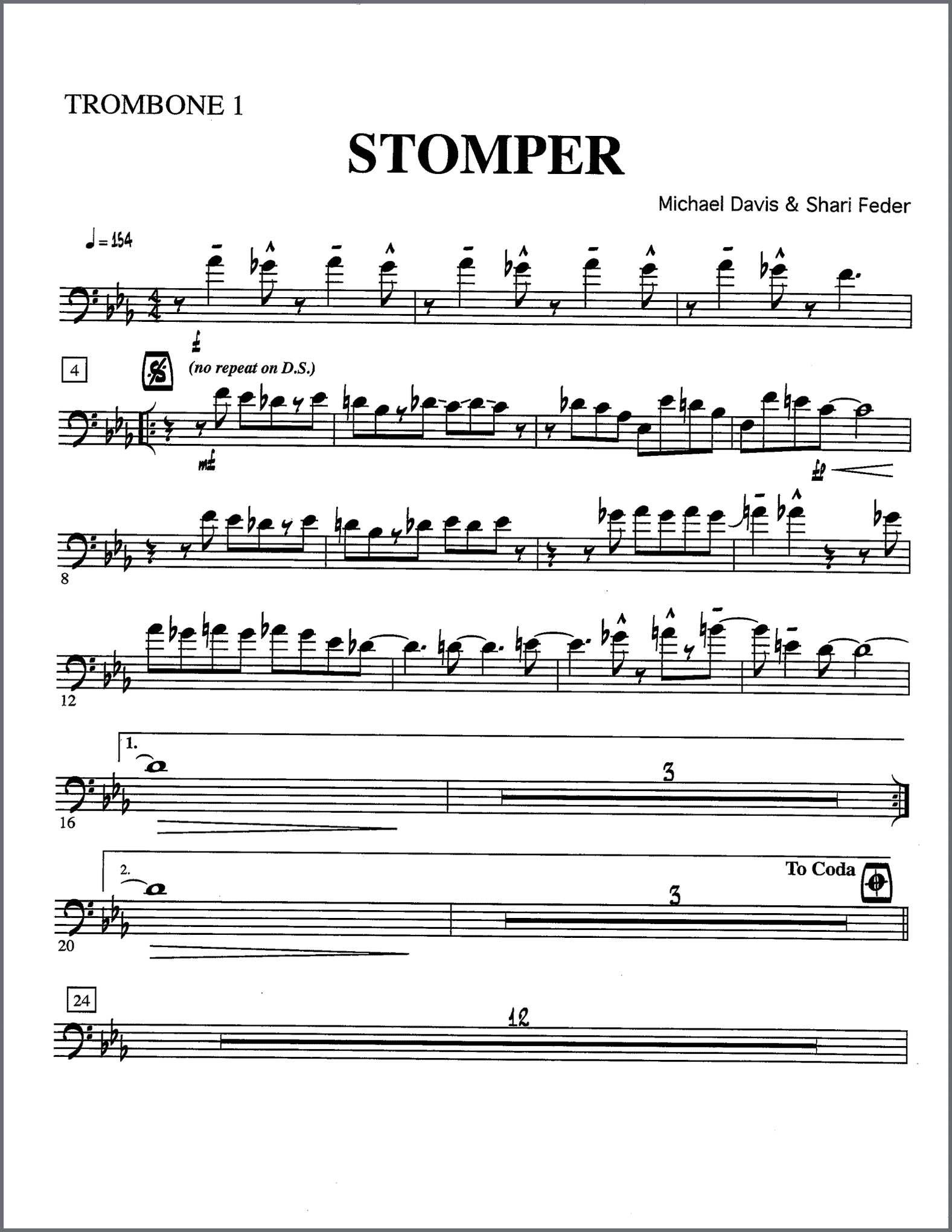 Stomper for Six Trombones with Drums by Michael Davis — Hip-Bone Music